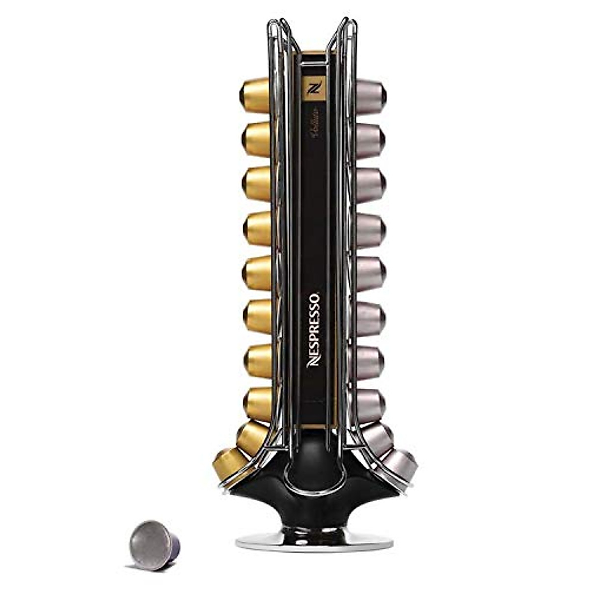 Prepara Espresso and Coffee Pods Holder and Carousel Storage Organizer for 50 Capsules, Spins 360-degrees, Small, Black, 1 Count (Pack of 1)