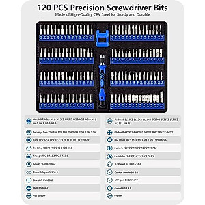 Precision Screwdriver Set, Computer Tool Kit, 146 PCS Laptop Screwdriver Kit with 123 Bits, Magnetic Mat, Suit for PC, iPhone, MacBook, Tablet, PS4, Xbox, Switch, Game Console and other Electronics