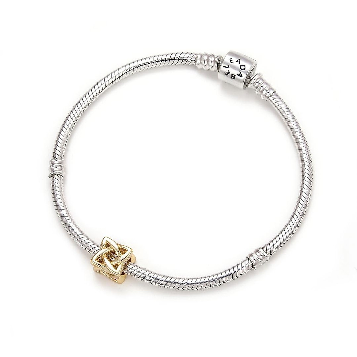 Adabele 1pc Real Gold Plated Sterling Silver Celtic Knot Bead Charm Compatible with Pandora All Other Charm Bracelet Necklace Women Jewelry EC24-B3