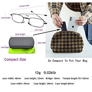 GOOSEN 3-Pack Reading Glasses Men Women, Pocket Wallet Purse Compact Hard Cases Folding Readers, Blue light Glasses Spring Hinge 2.0 x