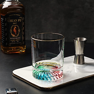 SALADAYS Colorful Old Fashioned Whiskey Glasses, 10oz Rocks Barware for Scotch, Bourbon, Liquor and Cocktail Drinks, Set of 2, Gift for Men