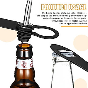 2 Pack Bottle Opener and Pour Spout Remover Flat Metal Bar Speed Key Opener Stainless Steel Dog Bone Wine Bottle Opener for Bartenders Home Kitchen (Black)