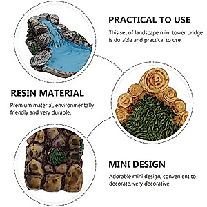 Cabilock 5pcs Resin Scene Decoration Miniature Bridge Miniature Ornaments Miniature Fairy Tower Fairy Miniature Tower Bridge Mini Bridge Figurine Micro Decoration Fish Pond Glass Toolkit