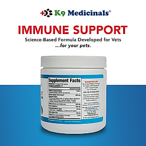 K9 Medicinals Daily Dog Immune Support Mushroom Blend - Probiotics and Antioxidant Protein Powder - Gut Health and Digestive Health - Chaga, Alpha Lipoic Acid, and Bovine Colostrum - Beef Flavor, 4oz