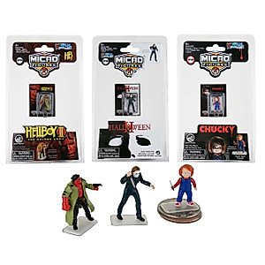 Worlds Smallest Universal Studios Horror Micro Action Figures 3-Pack (Chucky, Michael Myers, and Hellboy)