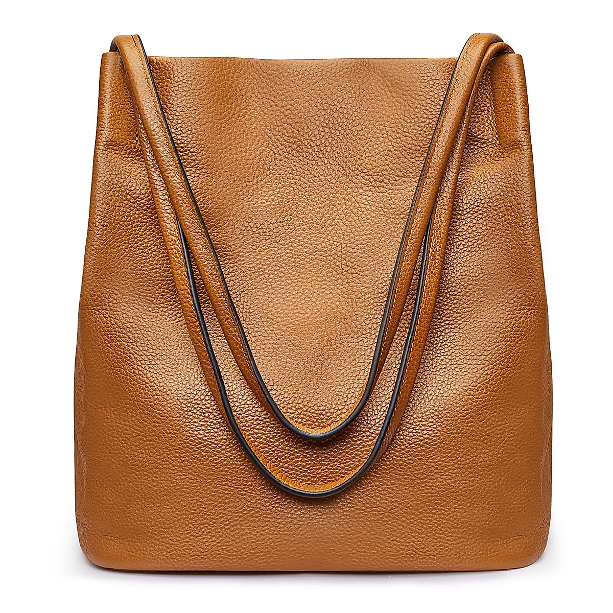 Kattee Women Soft Genuine Leather Totes Shoulder Bag Purses and Handbags with Top Magnetic Snap Closure (Brown)