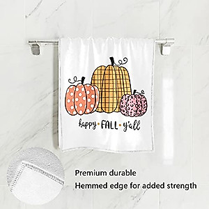 Tamniee Happy Fall Y'all Pumpkin Hand Towels Plaid Leopard Dots Cute Decor Kitchen Dish Towel Quality Premium Bathroom Washcloth 30 x 15 Inches for Beach Guest Hotel Spa Gym Sport Yoga Home