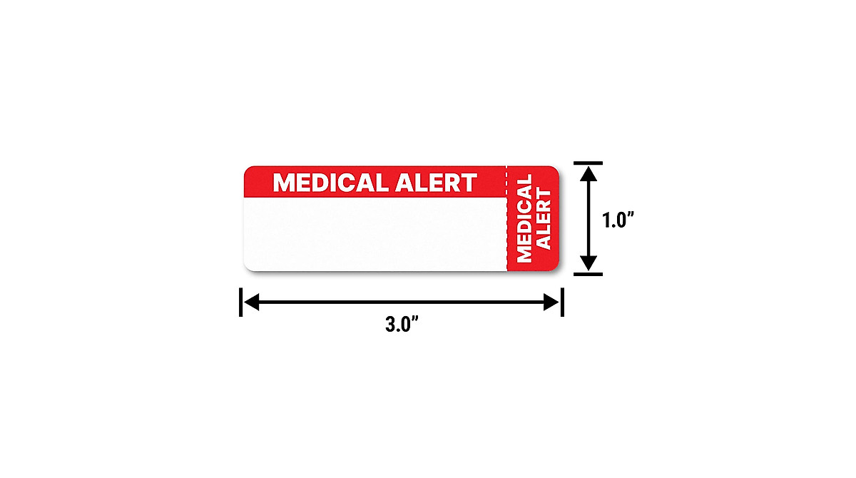 300 Labels, Red, Medical Alert Stickers for Folder File Charts ...