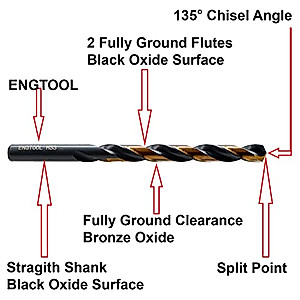 MaxTool 25 Pieces Drill Set 25PCs/25-Piece Twist Drill Bit Set High Speed Steel M2 Fully Ground 1-13mmx0.5mm Metric; JBS02H10R025P