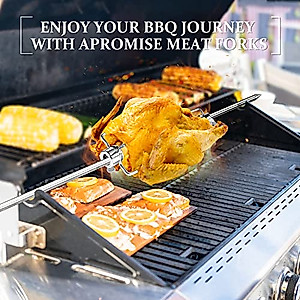 APROMISE Rotisserie Forks Heavy Duty - Thicker & Durable Grill Rotisserie Meat Forks (2 Pieces) | Fits 5/16-Inch Square Rotisserie Spit Rods