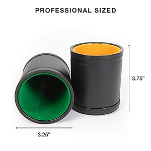 Brybelly Dice Set with Dice Shaker Cup - Perfect for Casino Dice Game - Dice Games for Family - Quality Leather Dice Cup - Poker Dice Shaker - Multicolor Dice Cups and 25 Multicolor Dice Sets