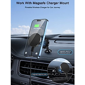 RTOPS Magnetic Wireless Charger, Fast Wireless Charging Pad, Travel Wireless Phone Charger with Kickstand, Compatible for iPhone 14/Pro/Max/Plus/13/12, AirPods (18W Adapter Included)