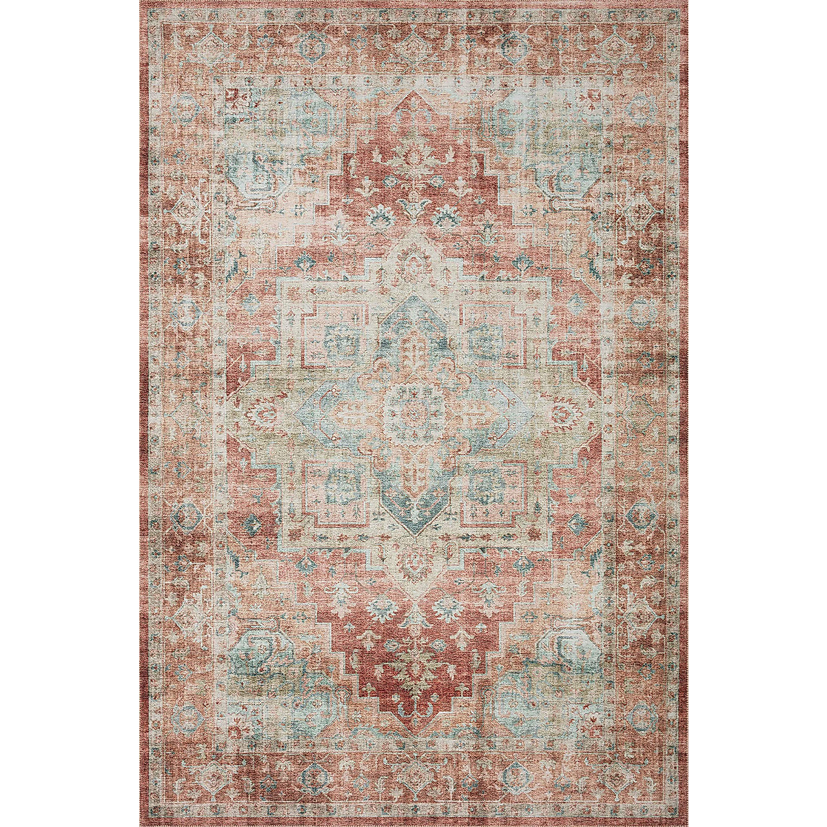 Loloi II Heidi Collection HEI-01 Terracotta/Aqua 6'-0" x 9'-0" Area Rug