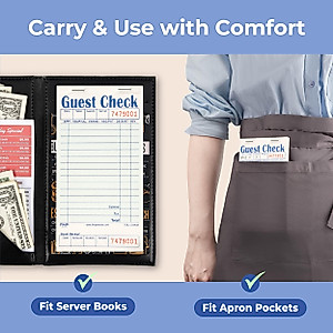 Server Note Pads [10 Books] - Guest Checks Notepad for Waiter Waitress Servers, Commercial Check Pads with Guest Receipt for Restaurants Food Order, 50 Sheets/Pad