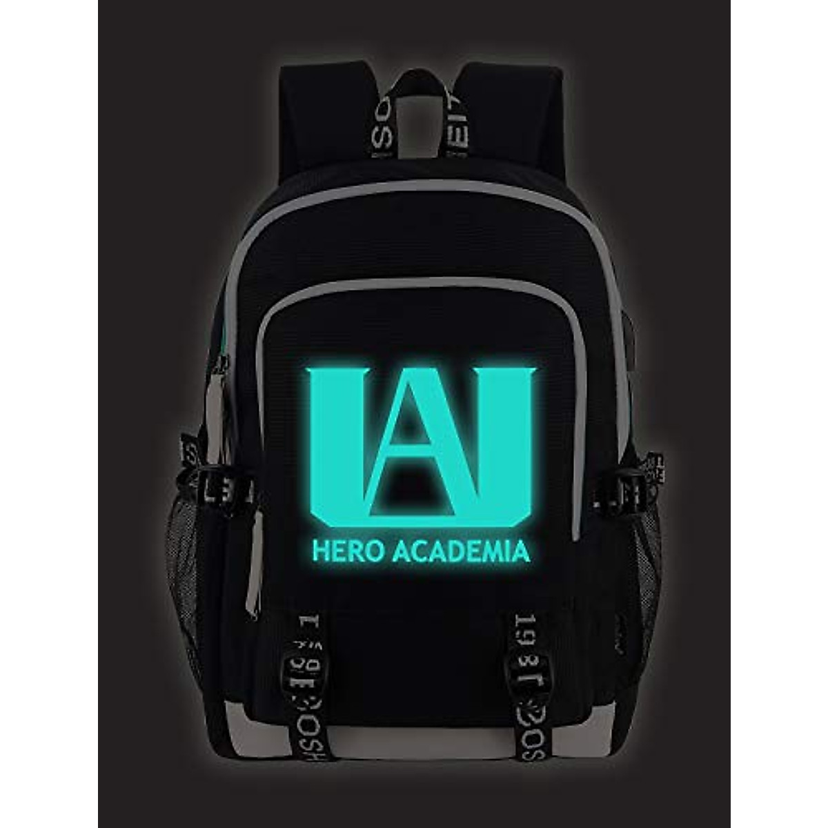 Roffatide Anime My Hero Academia Backpack Luminous Printed College School Bag Laptop Backpack with USB Charging Port & Headphone Port