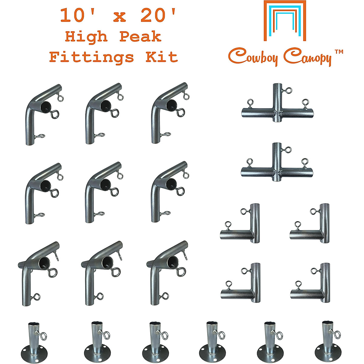 10' x 20' High Peak Canopy Fittings, DIY RV & Boat Carport, 1" EMT Metal Frame Parts