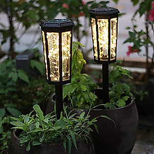 ZOVOTA 2 Pack 50 LEDs Outdoor Solar Pathway Lights, IP65 Waterproof 3-in-1 Solar Landscape Lights Hanging Lantern Table Lantern, LED Decorative Lights for Yard, Patio, Garden, Lawn and Tabletop