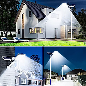 HYPLDXS 2000W Outdoor Solar Street Light Dusk to Dawn IP65 Waterproof 6500K Daylight White LED Solar Lights for Parking Lot Garage Garden Yard…