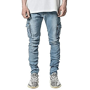 HUNGSON Men's Slim Fit Jeans 7 Pockets Stretch Skinny Denim Pencil Pants Nova Fashion