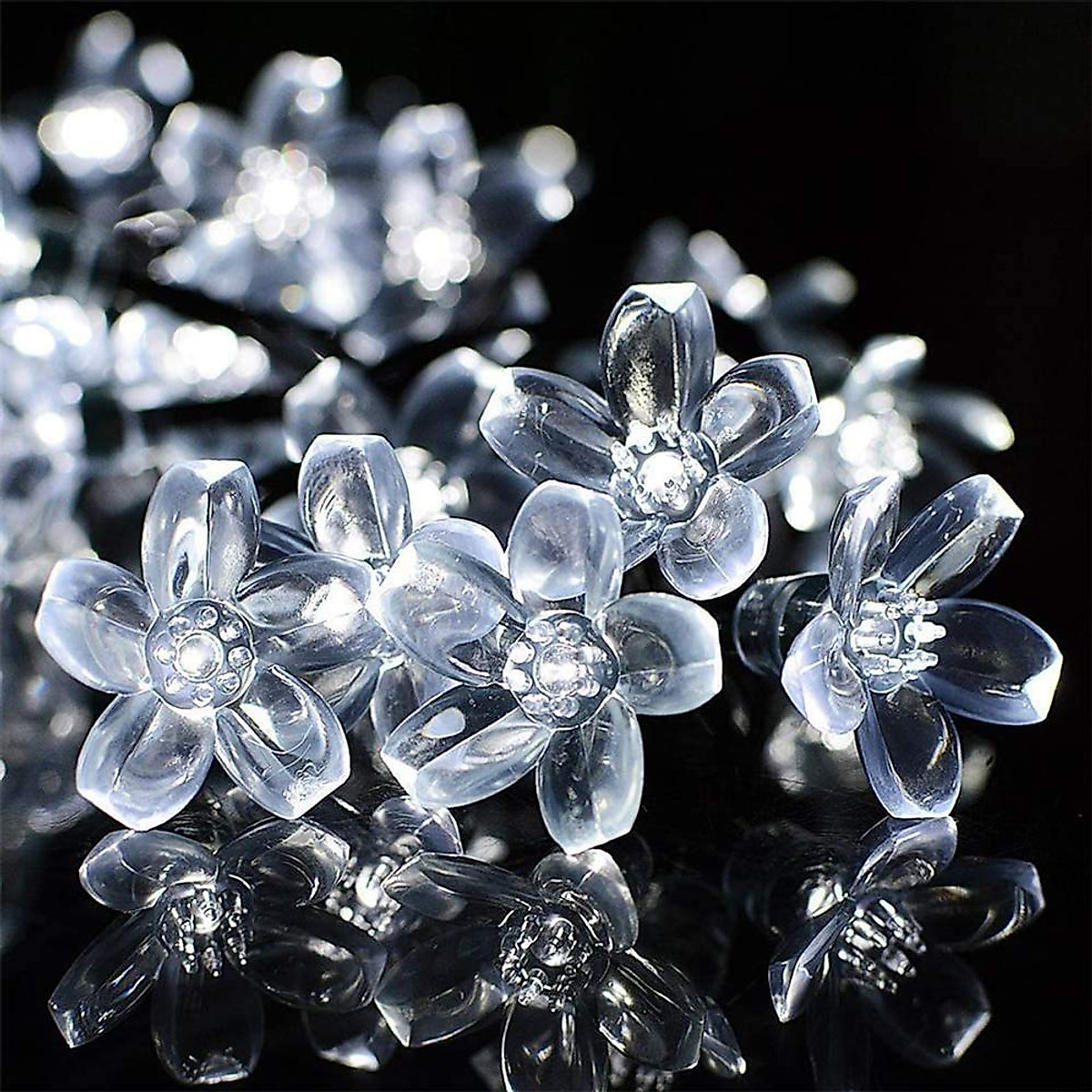 Solar Flower String Lights,AMZSTAR® 21ft 50 LED Peach Blossom Fairy Lights Indoor/Outdoor Decorative String Lights for Home Garden Patio Lawn Party and Weeding Decorations(White)