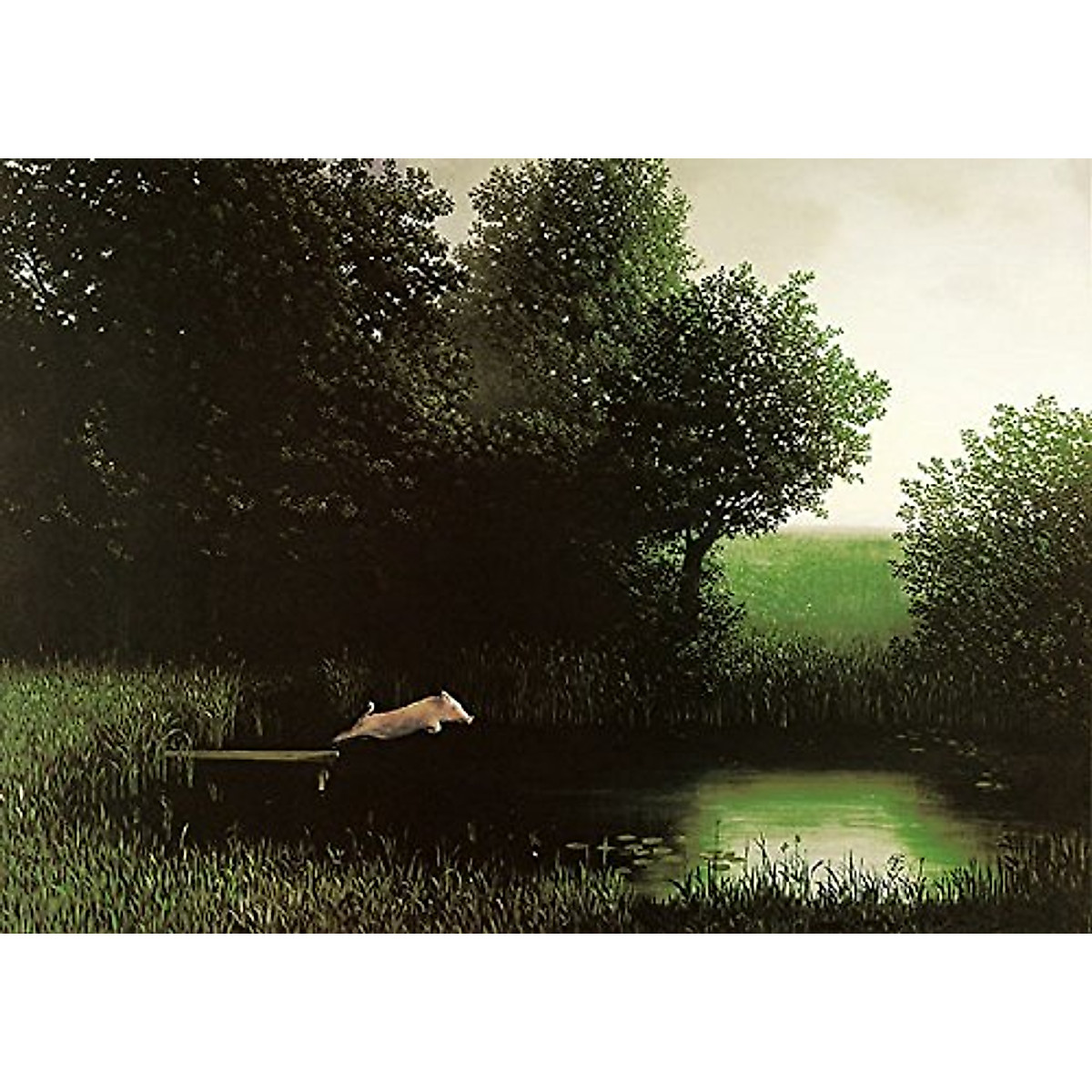 Picture Peddler Diving Pig Michael Sowa Art Print Diving Dock Funny Poster 24x30