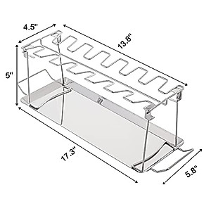 ZENFUN 14 Slots Chicken Leg Wing Rack, Stainless Steel Drumsticks Roaster Stand with Drip Tray, Metal Grill Rack for Poultry, Vegetables, Smoker Grill or Oven, BBQ, Picnic, Dishwasher Safe