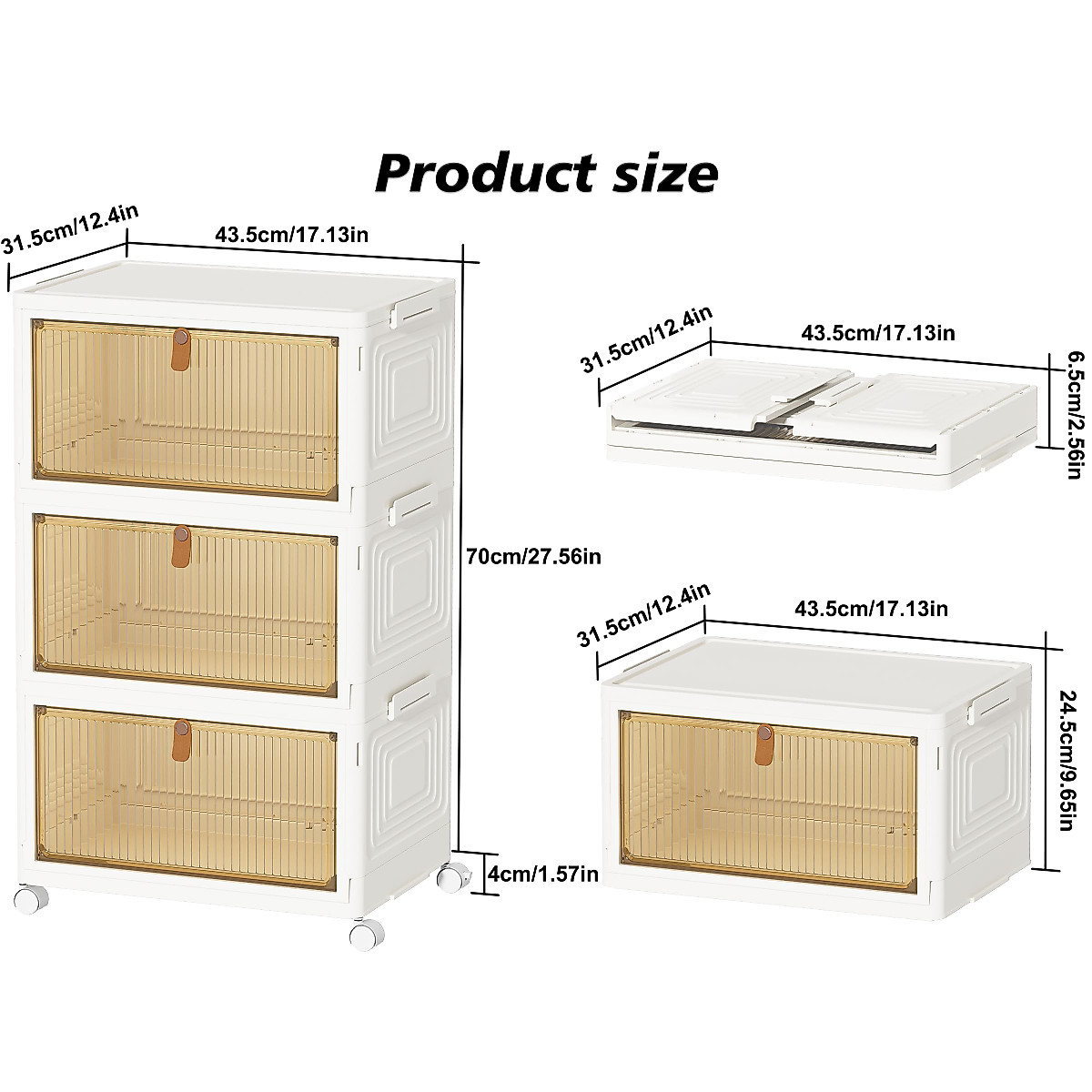 HOMIDEC Closet Organizers and Storage 93Qt 3 Pack Closet Organizer Boxes for Clothes Stackable Storage Bins Foldable Storage Box for Clothes/Toys/Office Supplies/Snacks(31Qt X 3)