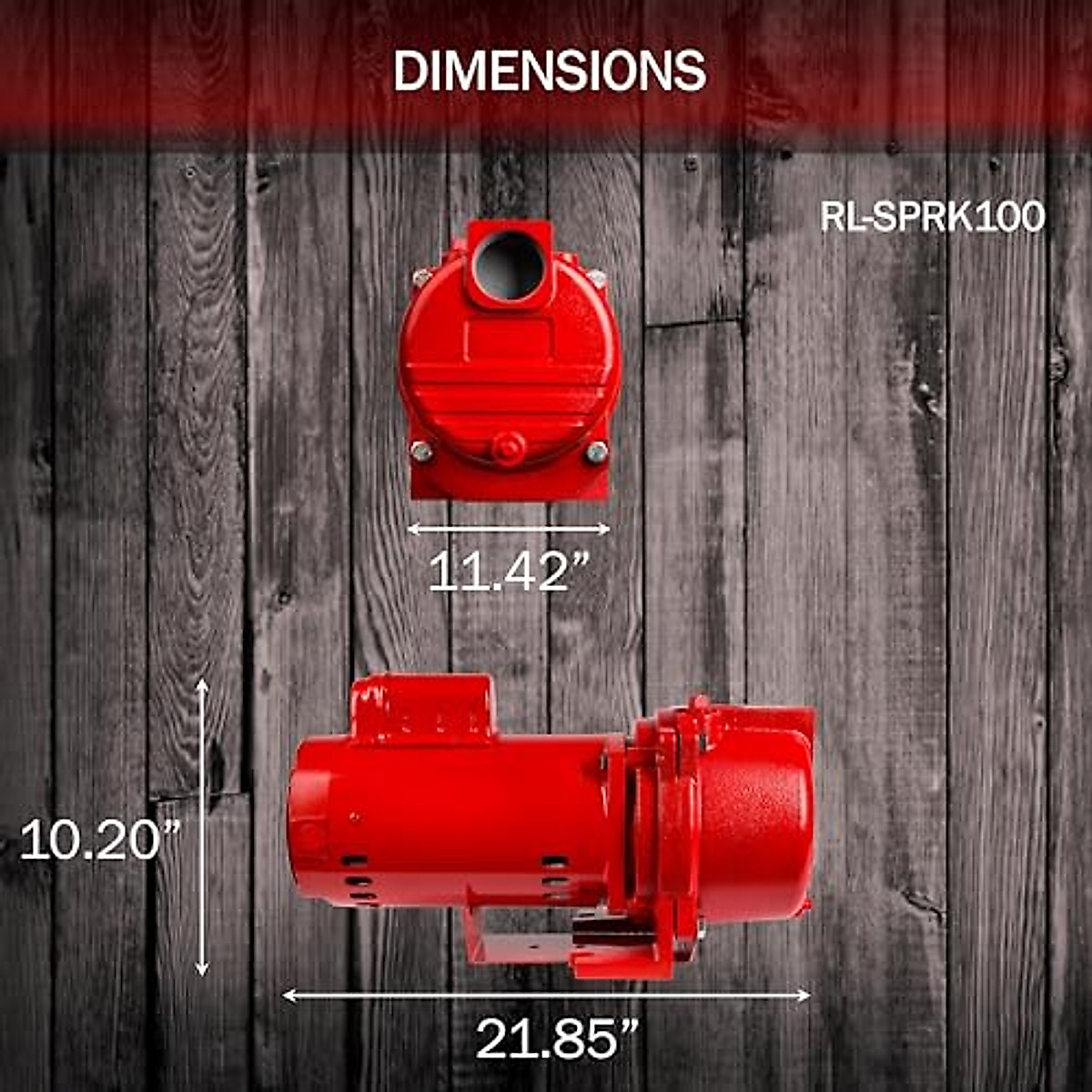 Red Lion 97101001 RL-SPRK100 Sprinkler Pump with Thermoplastic Impeller, 1 HP, 63 GPM, 115/230 Volt, Red