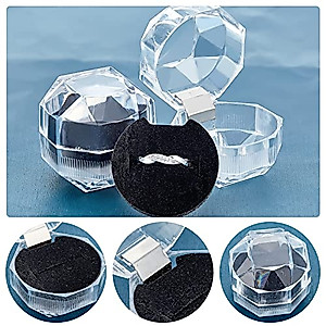CHGCRAFT 40Pcs Black Clear Plastic Ring Boxes Crystal Earrings Jewelry Storage Boxes Display Organizer Case with Foam Insert for Wedding Proposal Valentine's Day, 1.5×1.5 Inch