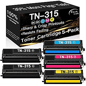 Etechwork Compatible Toner Cartridge Replacement for TN315 TN-315 TN310 TN-310 use with Brother HL-4150CDN HL-4570CDW HL-L4570CDWT MFC-9460CDN MFC-9970CDW Printer (2xBlack/Cyan/Magenta/Yellow, 5-Pack)