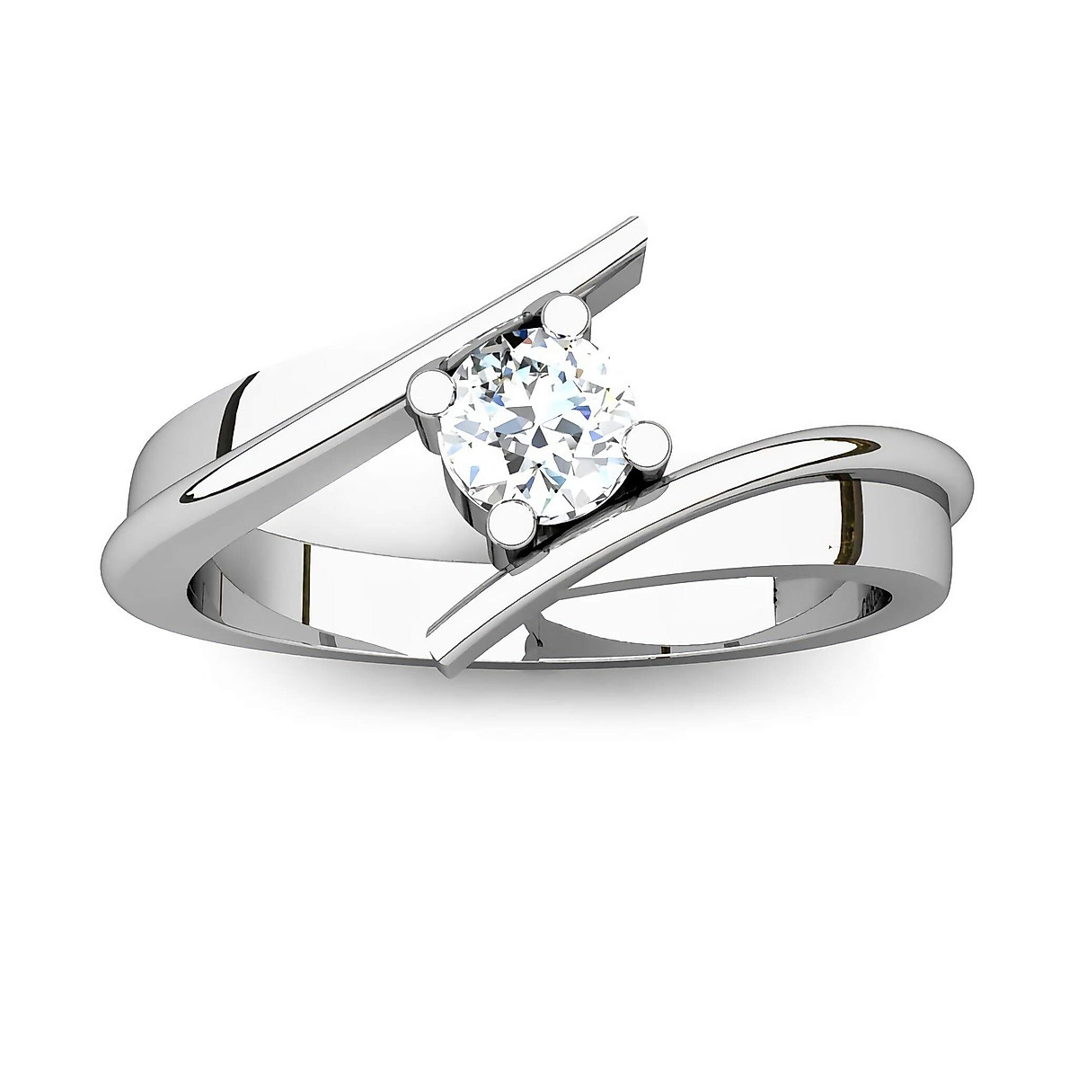Engagement Ring 1/2 CT Round Cut Solitaire Moissanite Engagement Rings for Women 18k White Gold Free Engraving