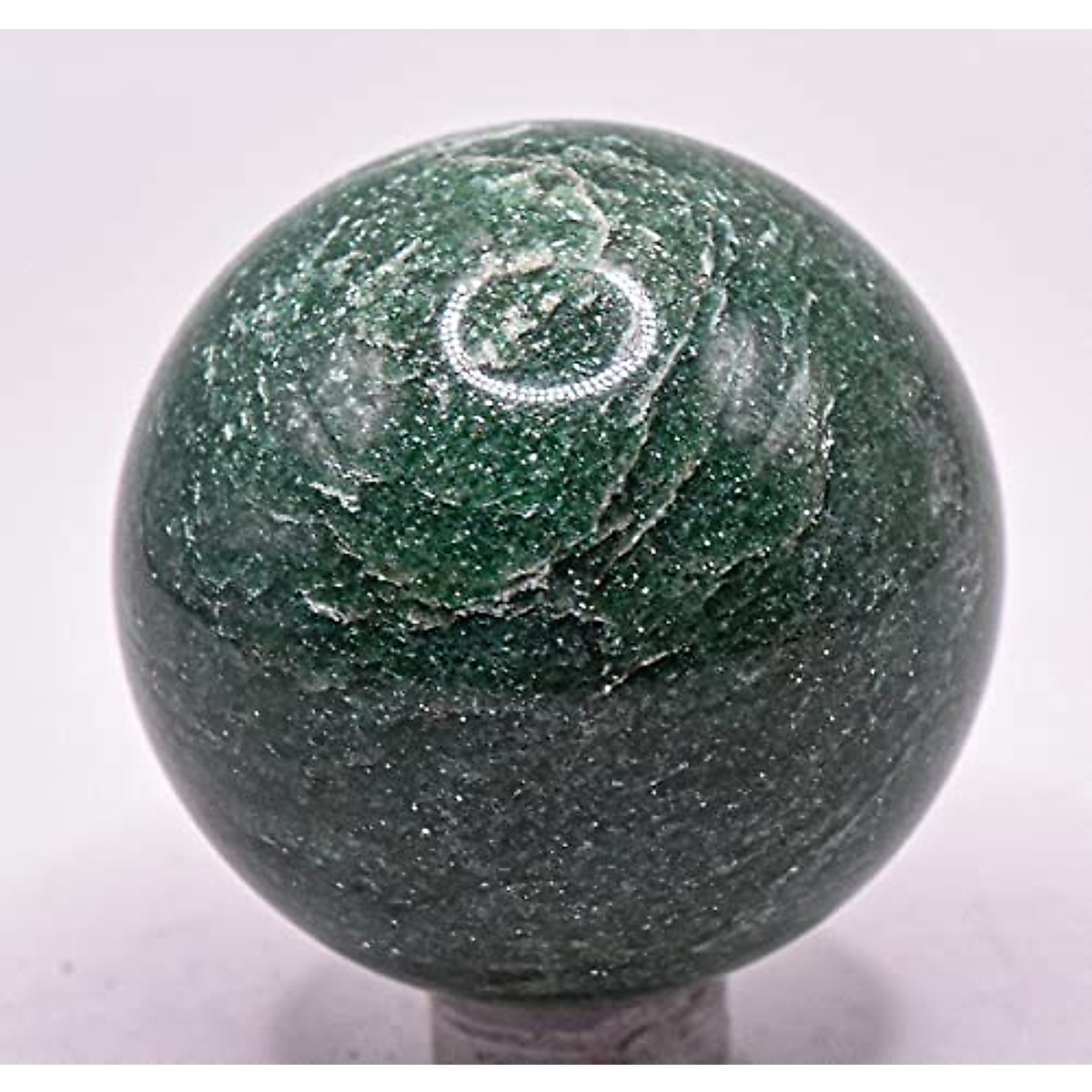 45mm 135g Dark Deep Green Jade Sphere Polished Natural Sparkling Nephrite Gemstone Crystal Mineral Décor Ball - India + Stand