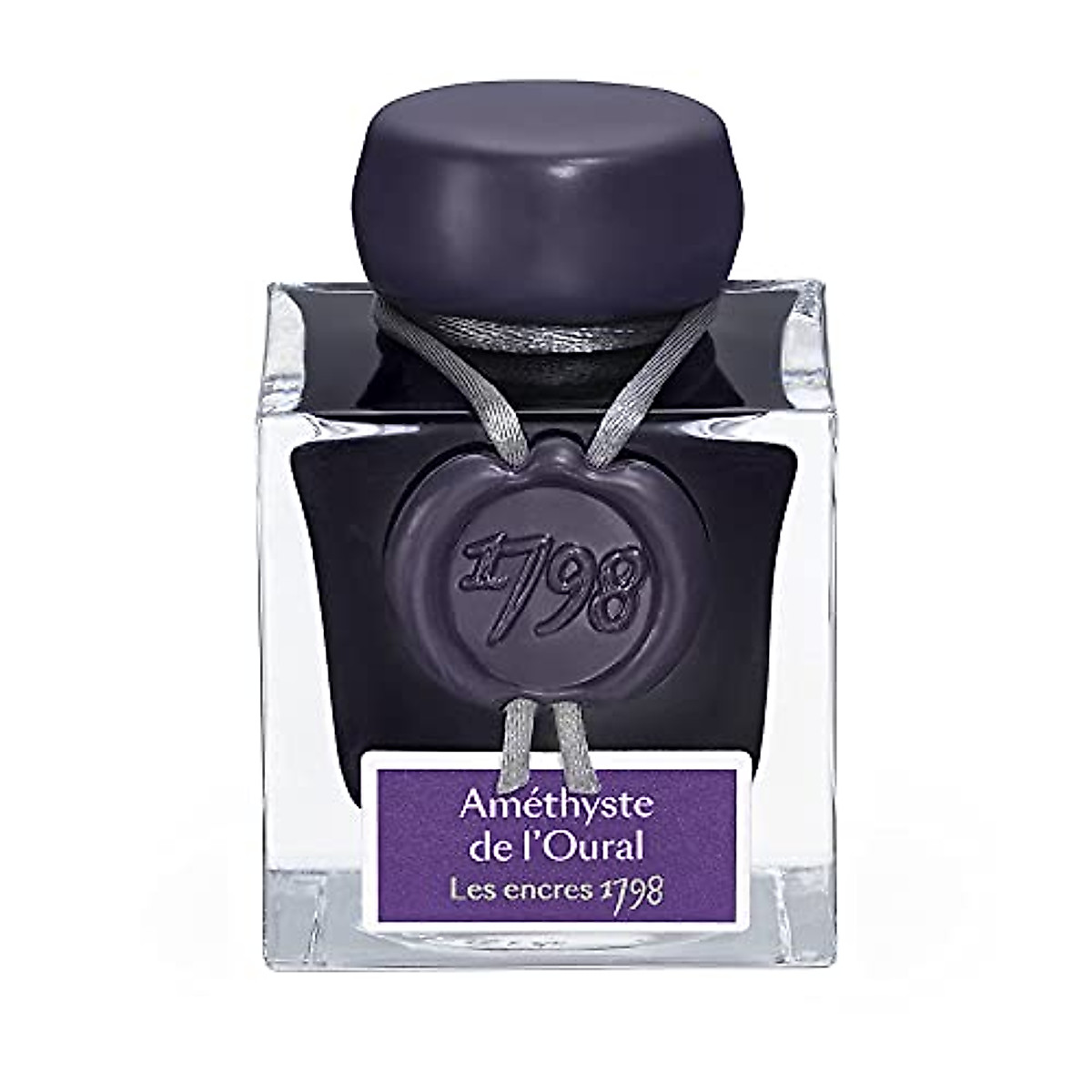 J. Herbin 1798 Anniversary Inks - Silver Sheen 50 ml Bottled - Amethyste de L'Oural (Rich Deep Purple Ink)