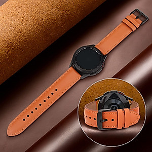 Meliya 22mm Genuine Leather Band for Huawei Watch GT3 Pro/GT2 Pro/GT3 Pro 46mm/GT2e 46mm/GT2 46mm/GT3/GT3 46mm/GT/Watch 2 Classic, Replacement Leather Strap Bracelet for Huawei Watch 3 (Orange)