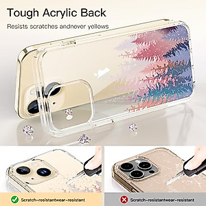 ICEDIO for iPhone 15 Case with Screen Protector-Clear with Fashionable Trendy Patterns-Designed for Girls and Women-Slim Fit Cover-Protective Phone Case 6.1" Cute Trees Floral Flower