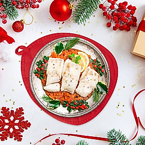 GROBRO7 5Pcs Pot Holder with Pockets Round Cotton Potholder Heat Resistant Hot Pad Machine Washable Oven Mitt Multipurpose Potholders Terry Cloth for Kitchen Baking Cooking Grilling 10 x 8 in Red