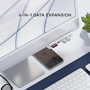 Satechi USB C Hub – iMac USB Adapter – USB C Data Port, USB-A 3.0 Data, Micro/SD Card Readers, USB C Clamp Hub For Apple Studio Display & iMac 24-inch, Does Not Fit 2020 iMac & Earlier Models - Silver