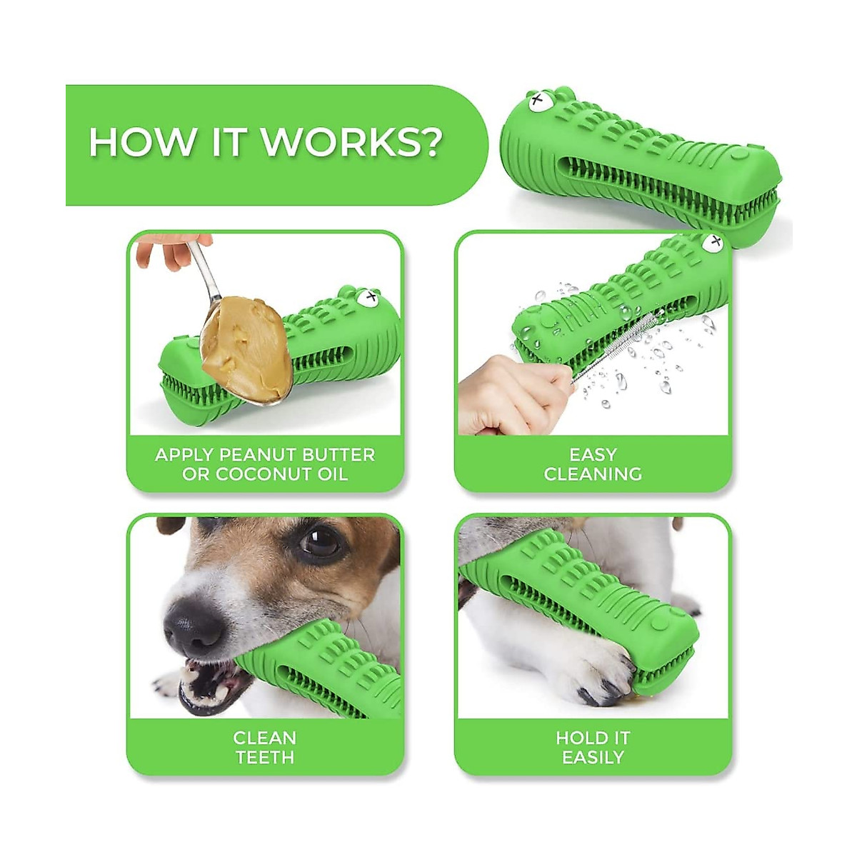 Dealhub Dog Chew Toy, Natural Rubber Dog Toothbrush Aggressive Chewers, for Medium to Large Dogs, Squeaky Dog Toy, Extremely Durable Dog Toy