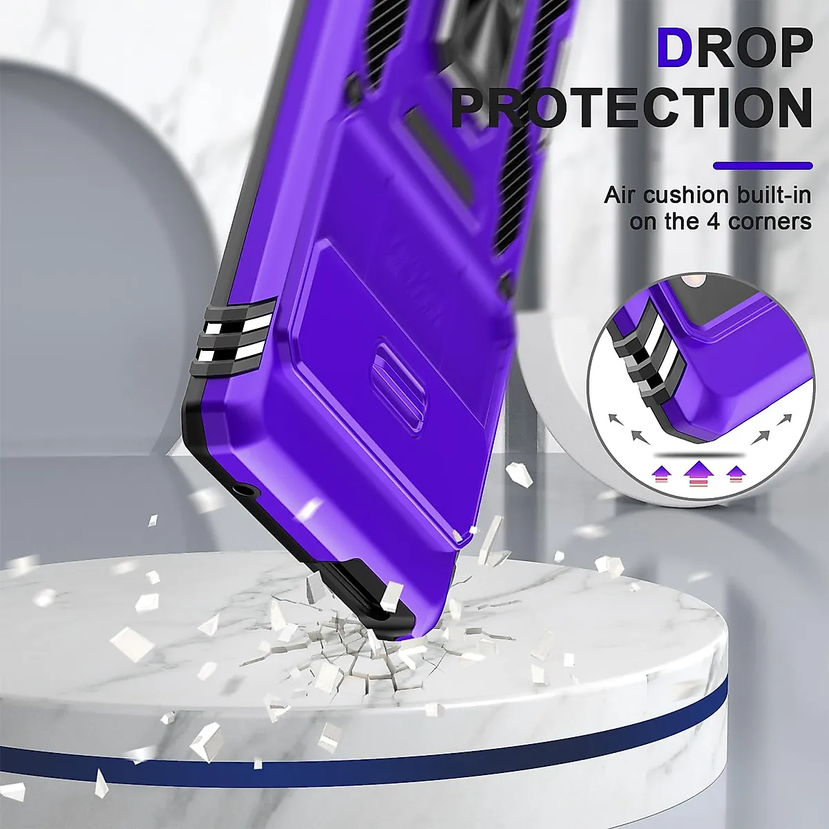 AUPAI Designed for Google Pixel 7 Pro Case with Camera Cover,Military Grade Heavy Duty Pixel 7 Pro Cover Pass 16ft Drop Test Protective Phone Case with Kickstand for Google Pixel 7 Pro Purple