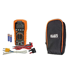 Klein Tools MM400 Multimeter, Digital Auto Ranging, AC/DC Voltage, Current, Capacitance, Frequency, Duty-Cycle, Diode, Continuity, Temp 600V & 69401 Multimeter Carrying Case