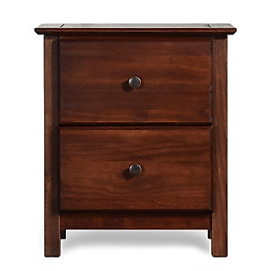 Grain Wood Furniture Shaker 2-Drawer Bedside Nightstand, Solid Wood with Cherry Finish