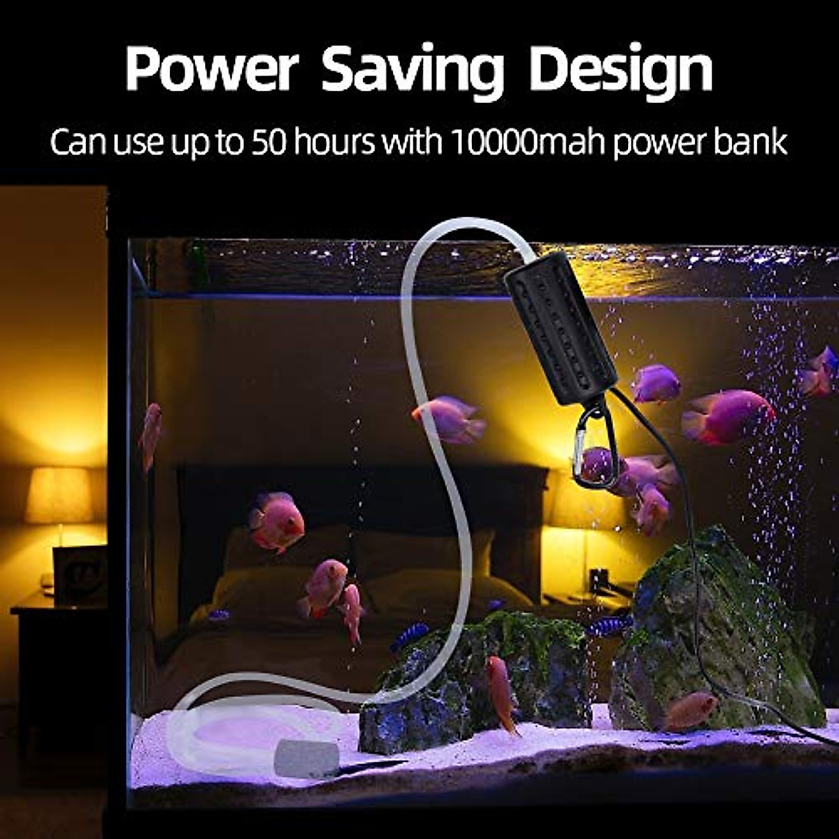 Adeeing Portable Mini USB Aquarium Fish Tank Oxygen Air Pump Mute Energy Saving Supplies Accessories (Black)
