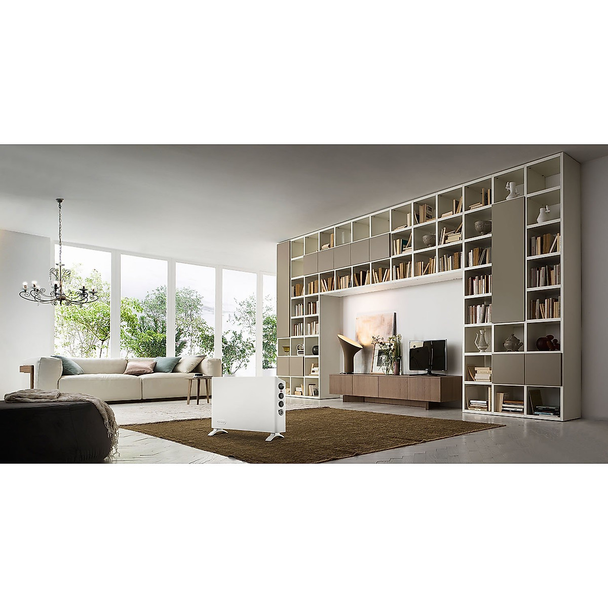 De'Longhi Slim Style Convection Panel Heater, Full Room, Quiet 1500W, portable electric heater,Freestanding/easily Wall mounted, quick heat distribution, Thermostat, Timer, HSX3315FTS