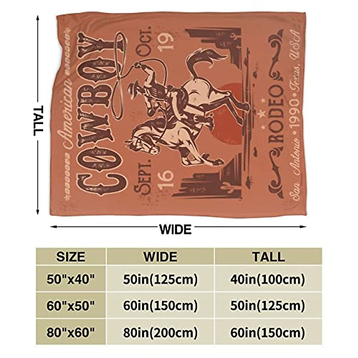 Vintage Western Cowboy Riding Horse Soft Throw Blanket All Season Microplush Warm Blankets Lightweight Tufted Fuzzy Flannel Fleece Throws Blanket for Bed Sofa Couch 60"x50"