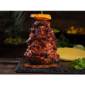 Stainless Steel Vertical Skewer Set - Grill Skewers for Al Pastor, Shawarma, Kebab, Gyro Meat, Rotisserie Chicken - 3 Removable Spikes, Silicone Brush & Danos Original Seasoning - US Company