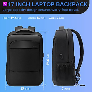kopack Laptop Backpack,17 IN Waterproof Zipper Laptop Backpack for Men ,Business Computer Backpack With USB Port , Travel Backpack/College Backpack Black