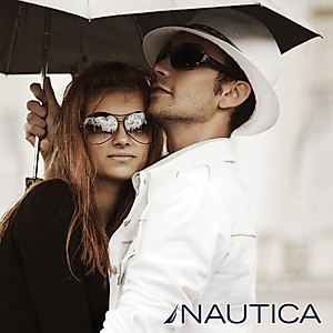 2-Pack Nautica Umbrella for Travel - Auto Open Compact, Lightweight & Folding - Best Windproof Umbrellas for Rain, Sun & Wind Protection, Small, Automatic & Collapsible in Black