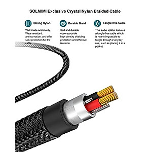 SOLMIMI Headphone Splitter 3.5mm 4-Pole Male to Two TRRS Female Adapter Suitable for Two Audio and Microphone Headsets, Compatible with PC, Laptop, Android, Windows, Smartphones
