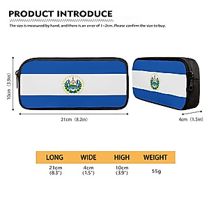 Ouhene El Salvador Flag Pencil Case for Men Women,Large Capacity Pencil Box for Boys Girls,Pencil Case Pouch with Zipper for School Work Travel