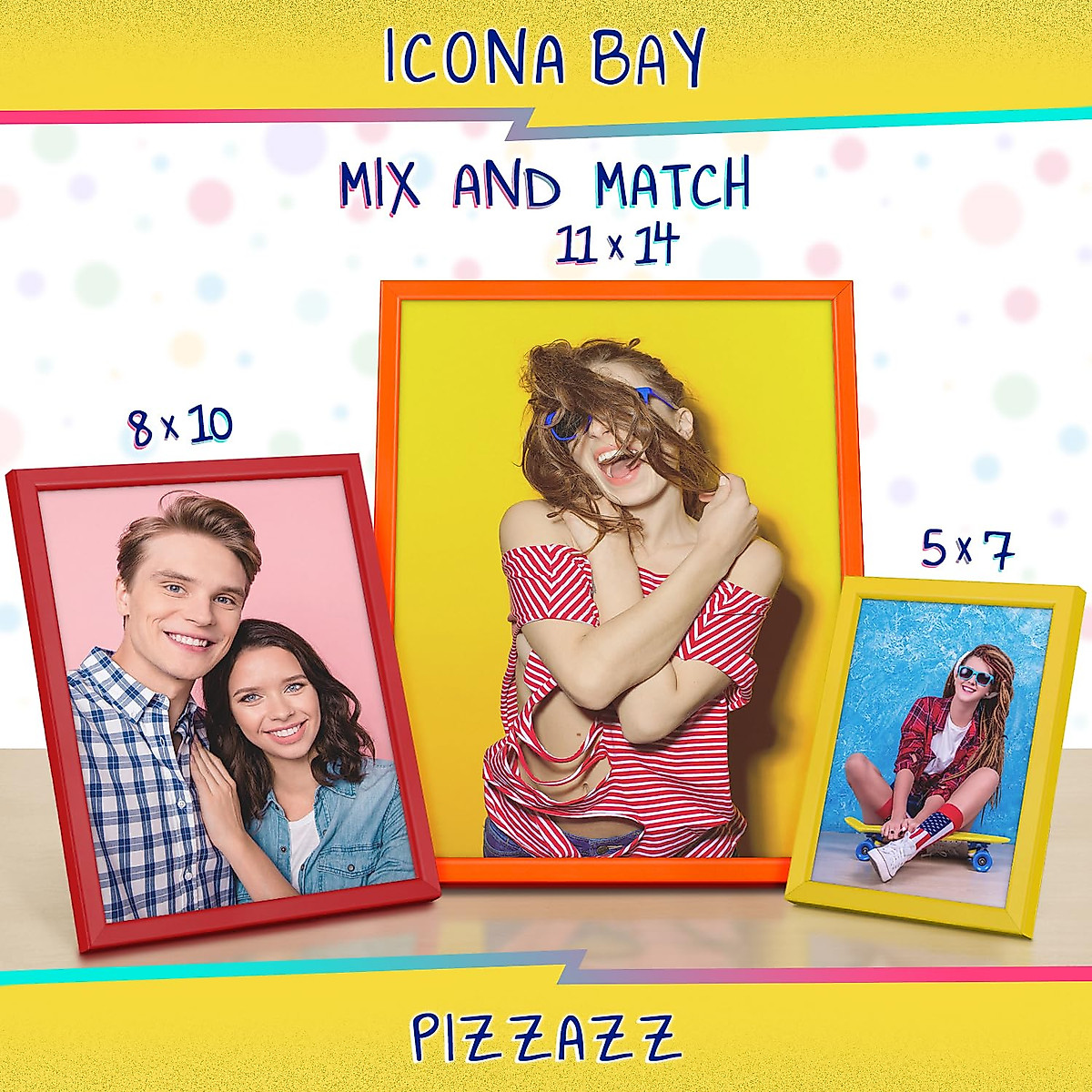 Icona Bay 11x14 Picture Frame, Orange Colored Solid Wood Scandinavian Style Frame for Photo, Pizzazz Collection